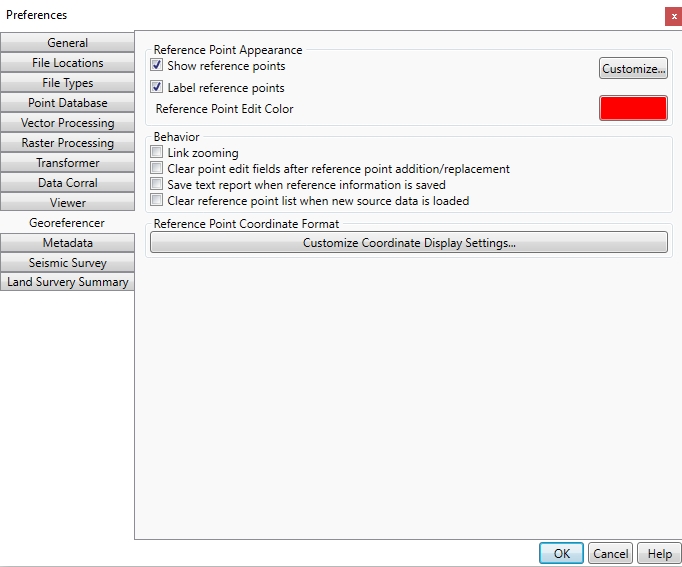Georeferencing Preferences