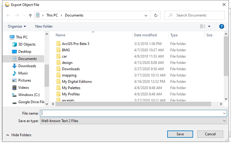 Export Objects to WKT2