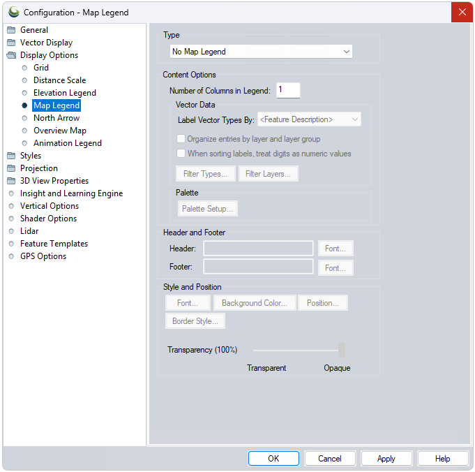 Map Legend Configuration