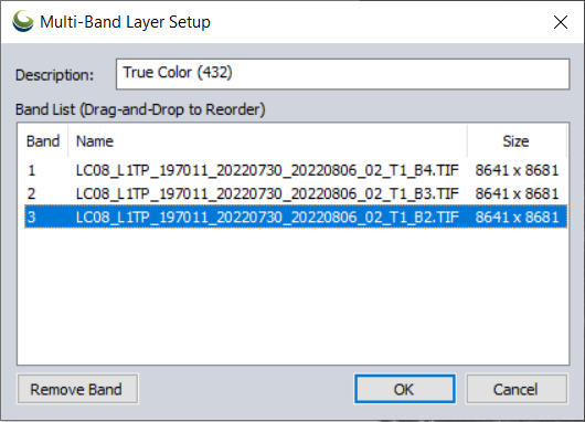 Create Multiband Image from Single Band Layers