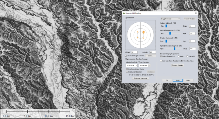 How to Display Sun Angle and Multi-Directional Hill Shading in GIS